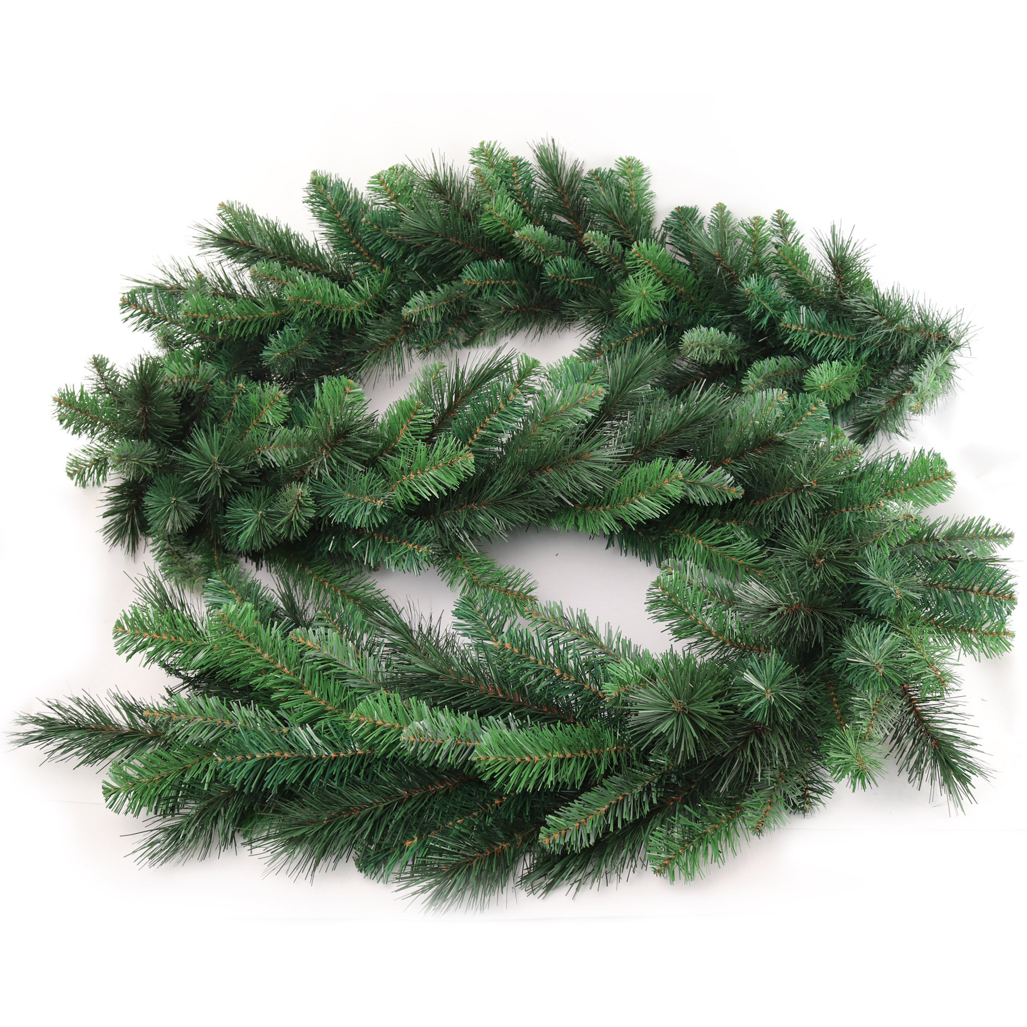 The Holiday Aisle® 6' Artificial Pine Garland Deluxe Evergreen with 12" Diameter 120 Life-Like ...